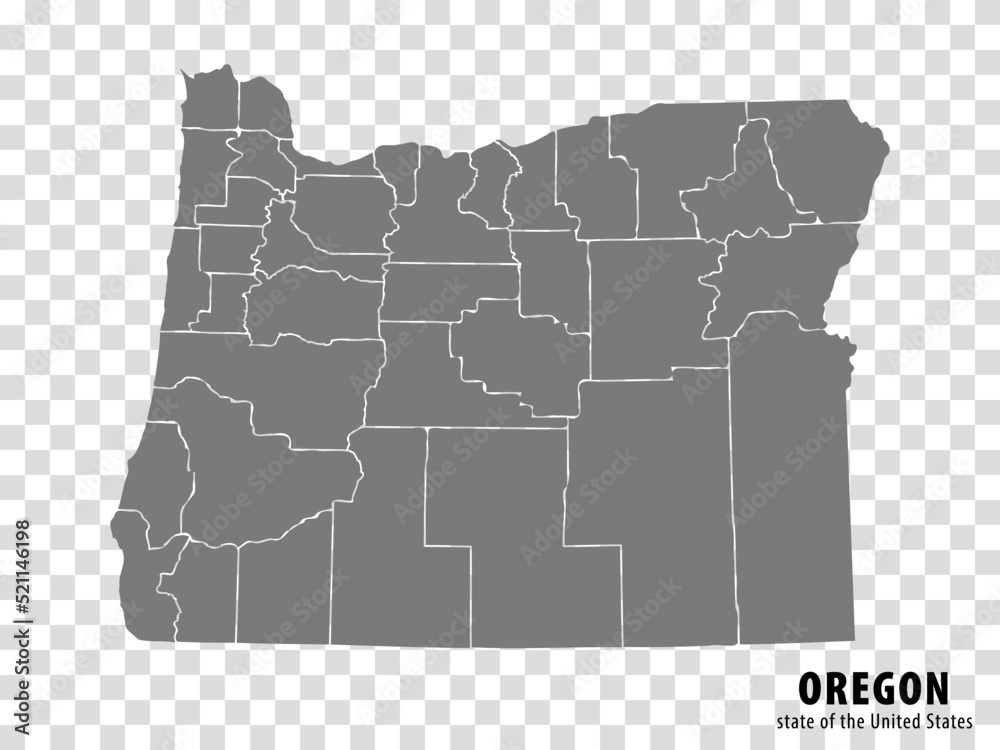 State Oregon map on transparent background. Blank map of Oregon with ...