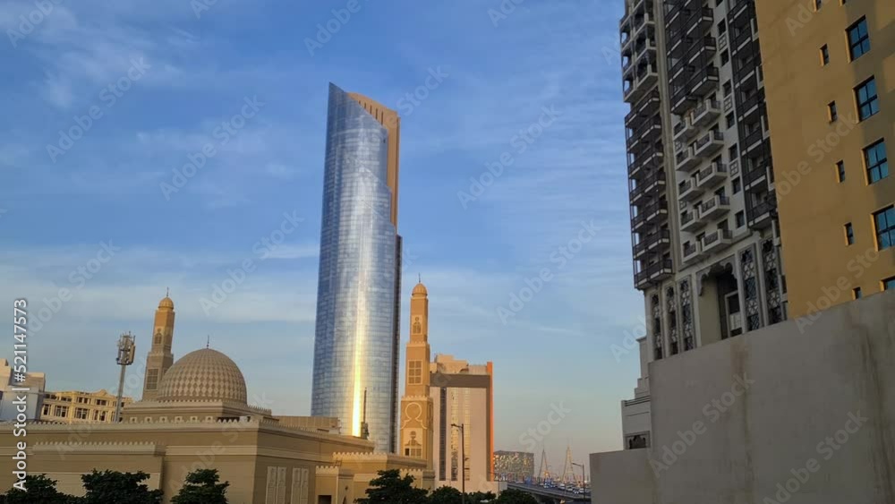 Mosque Between Modern Buildings in Dubai UAE, Classic and Modern ...
