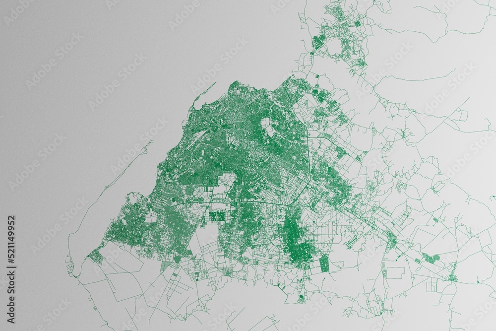 Map of the streets of Luanda (Angola) made with green lines on white ...