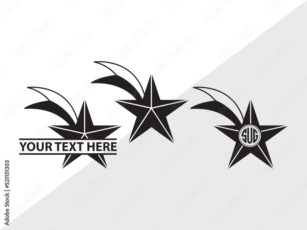Stars Monogram SVG | Glowing Stars Svg | Shooting Stars Svg | Outer ...