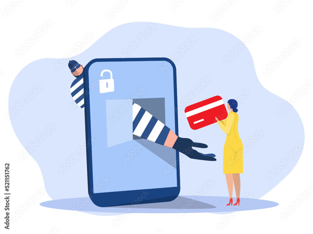 Hackers attack and online scam and steal. with credit card Credit card ...