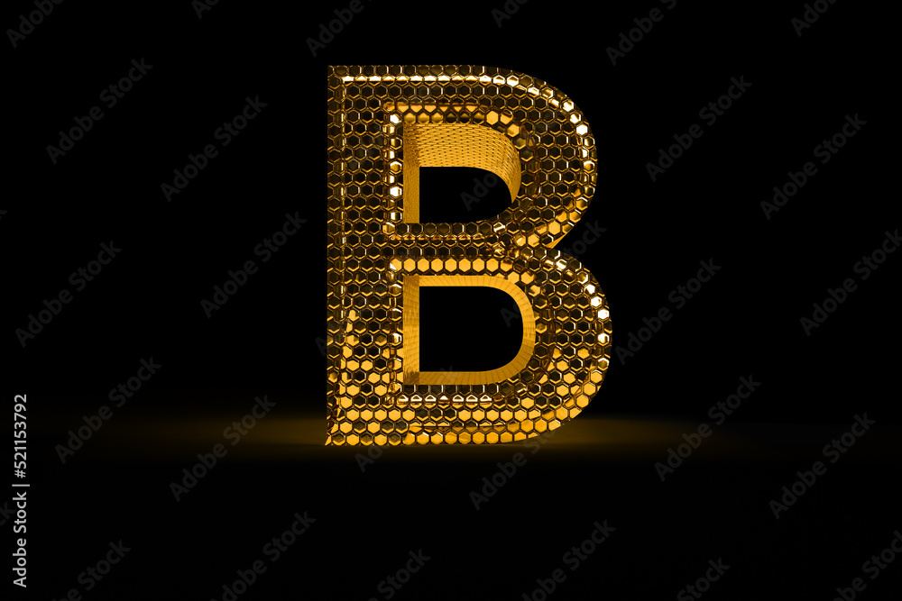Gold letter B as a hive with honey. Stock Illustration | Adobe Stock