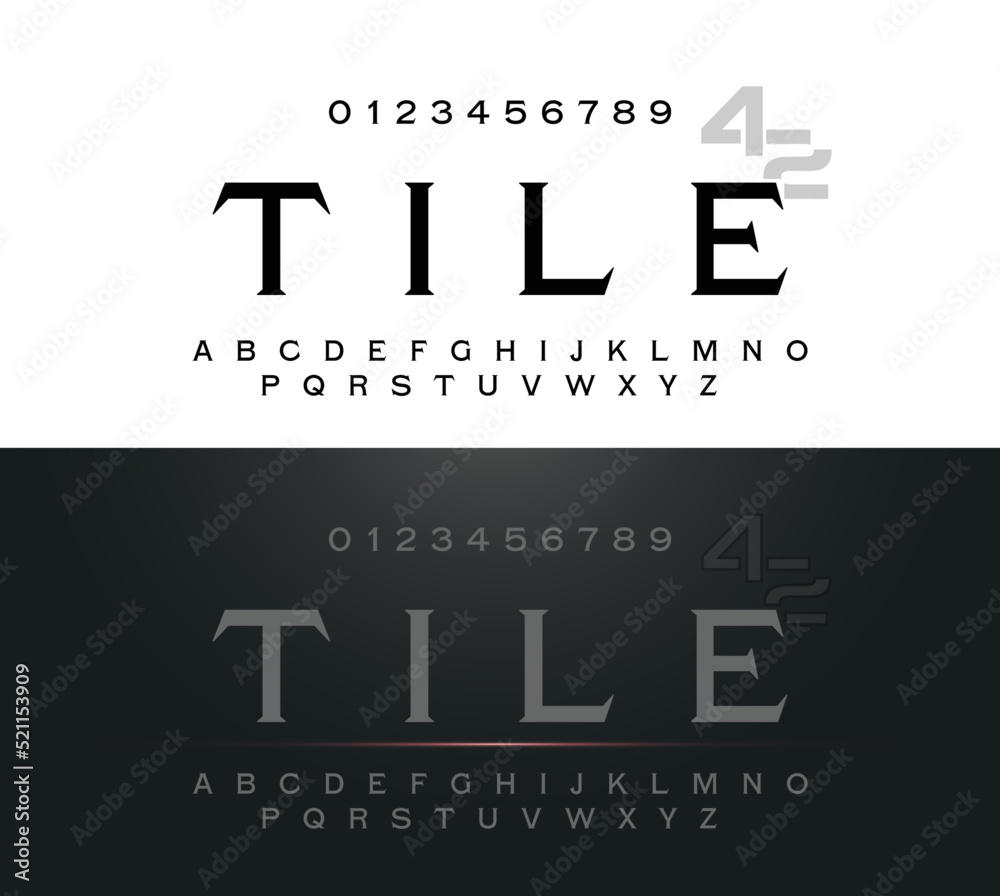 TILE Sports minimal tech font letter set. Luxury vector typeface for ...