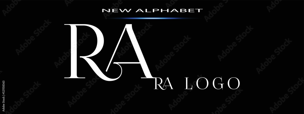 Monogram RA LOGO Abstract Fashion font alphabet. Minimal modern urban ...