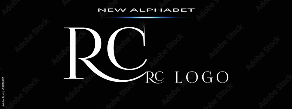 Monogram RC LOGO Abstract Fashion font alphabet. Minimal modern urban ...