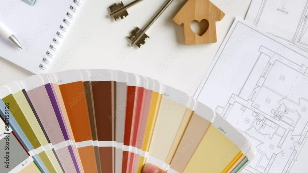 Hands choosing Colors of Interior Design from the Color Guide ...