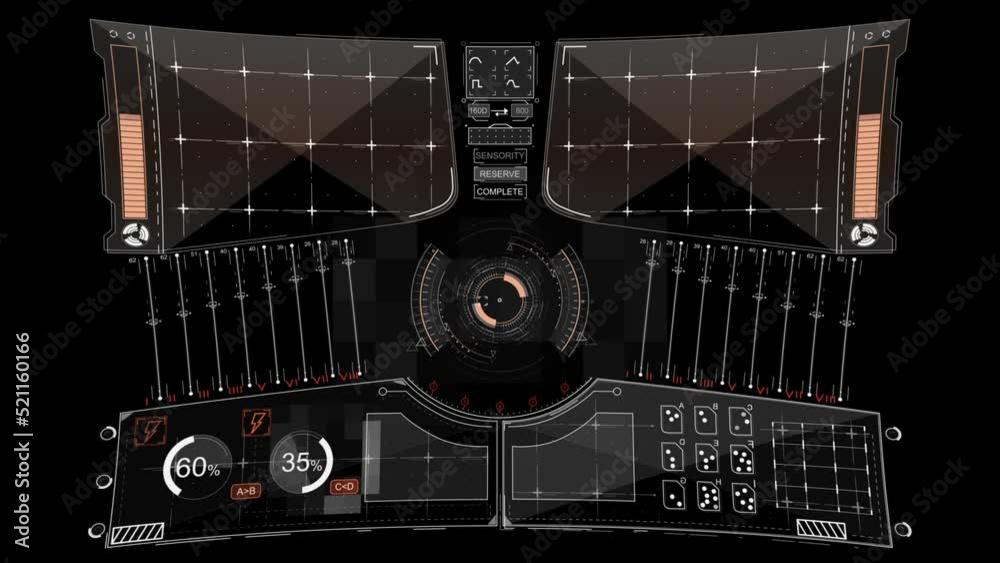 Spaceship HUD Display Data, 4K. Infographic high tech screen with ...
