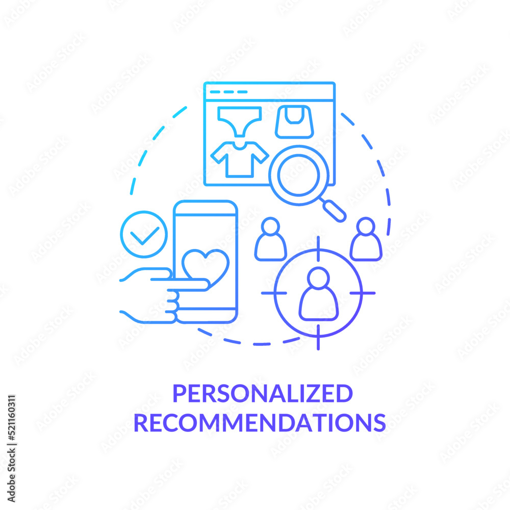 Personalized recommendations blue gradient concept icon. Boosting ... Personalized recommendations blue gradient concept icon. Boosting ...