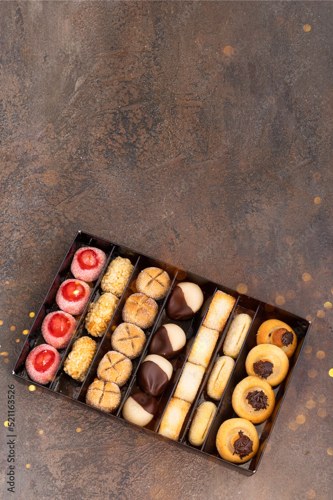 Fotka „Toip viewc of Panellets, different Catalan small cakes, served ...