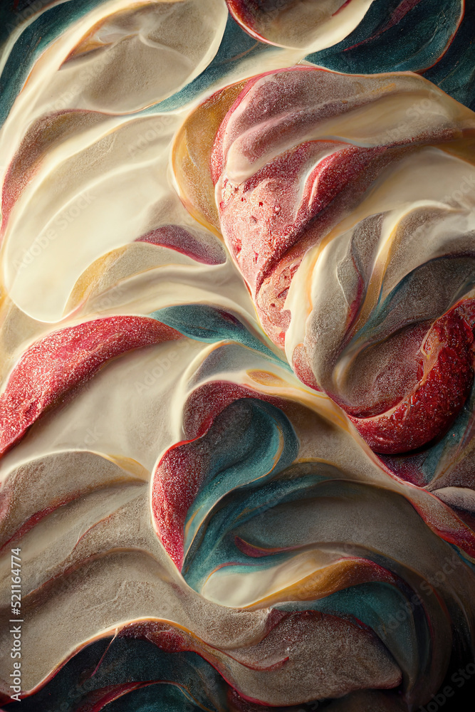 Ice cream, wavy, stylized backdrop. Oily color. Illustration of ...