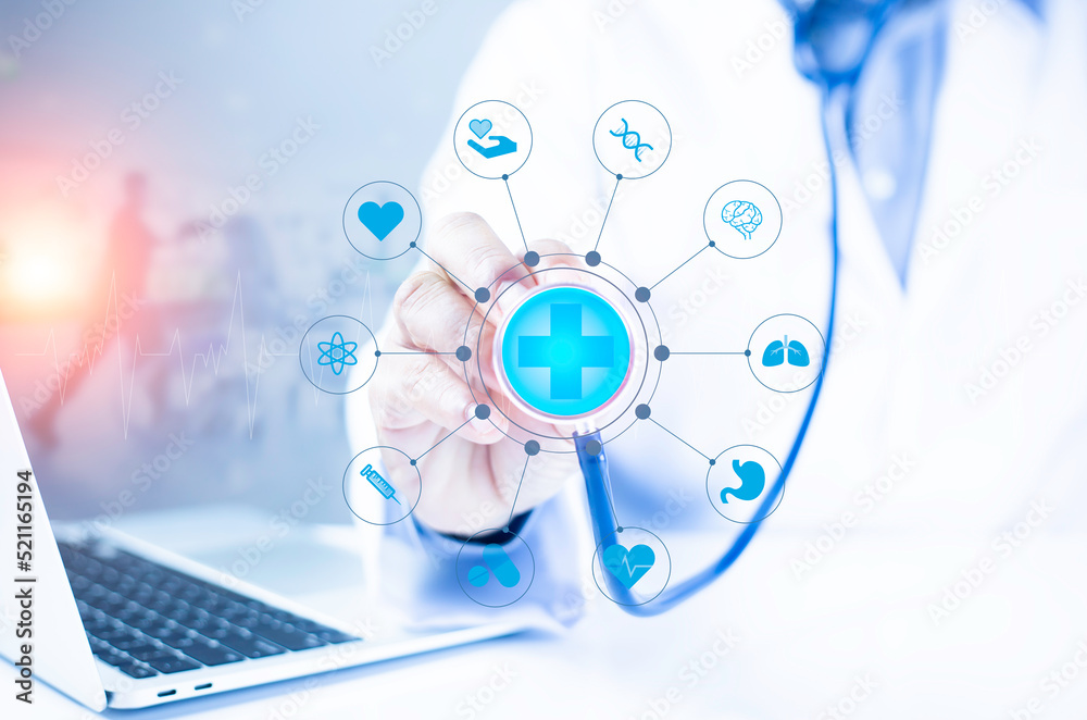 Medical Technology diagnosis of medical treatment concepts. Doctor and ...