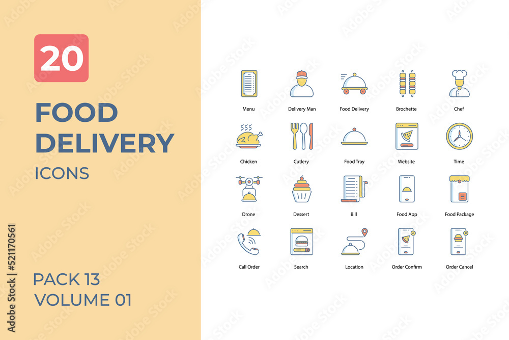 Food Delivery icons collection. Set contains such Icons as pizza ...