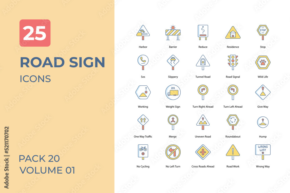 Road Sign icons collection. Set contains such Icons as road close, road ...