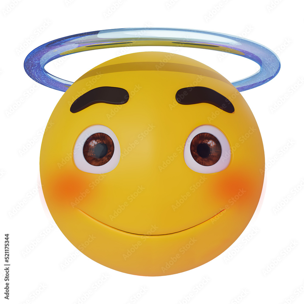 smiley face 3d emoticon like angel face isolated transparent background ...