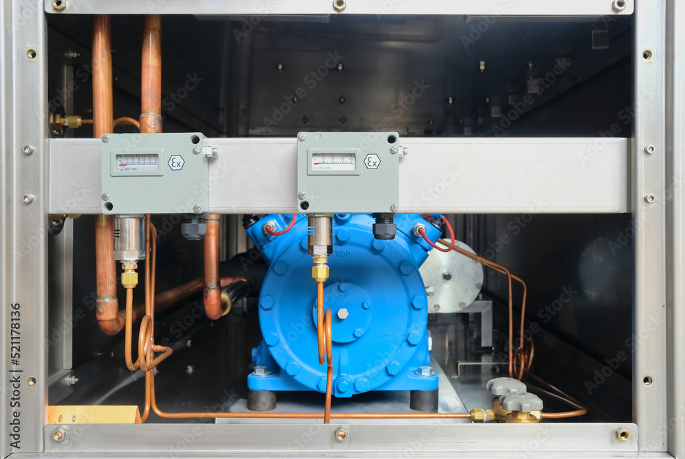 Semi hermitic compressor motor assembly of an explosion proof air ...