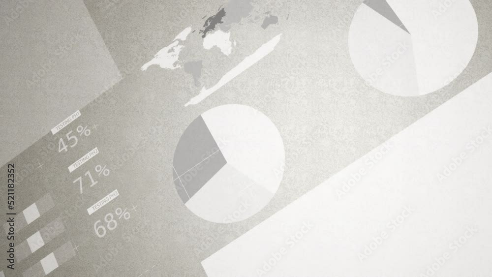 Animation Of Financial Data World Map Bar Graph Pie Charts On Digital Interface Stock Video