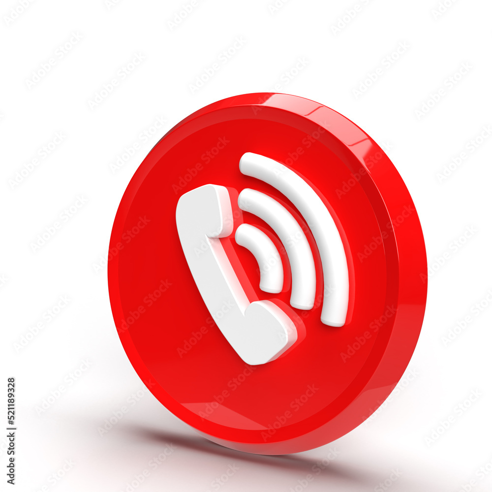 Realistic 3D Phone Call icon rendering, mobile phone communication 3d ...