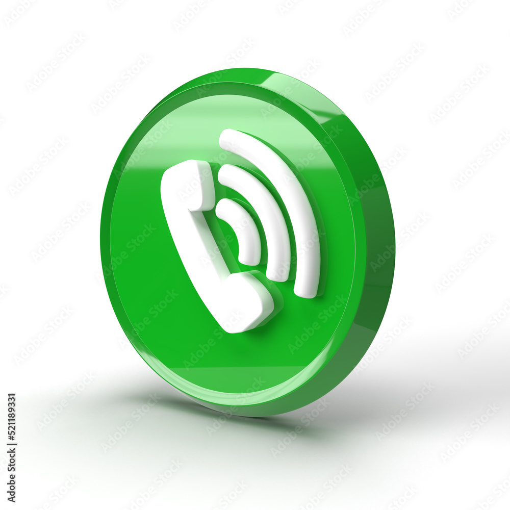 Realistic 3D Phone Call icon rendering, mobile phone communication 3d ...