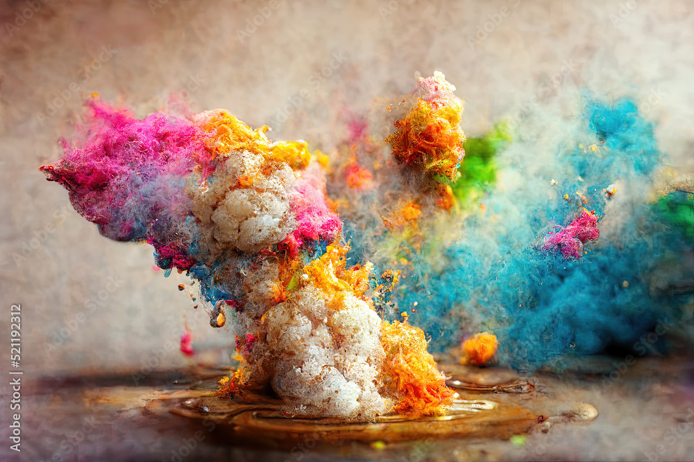 Exploding paint splashes and holi powder as creativity concept Stock ...