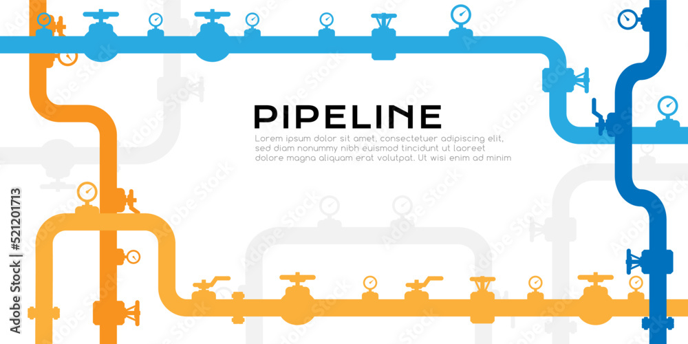 Pipelines textured background with copy space. Industrial vector banner ...