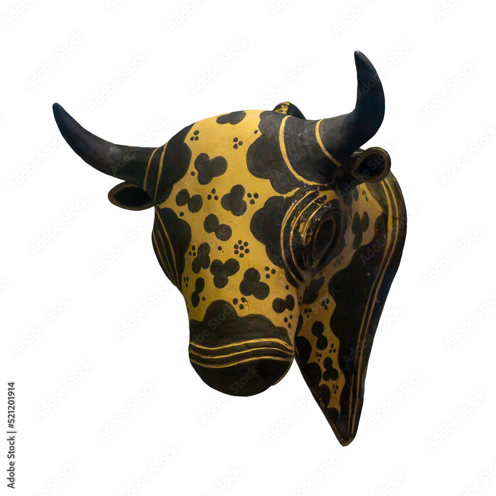 Clay bull's-head rhyton isolated on white background Stock Photo ...