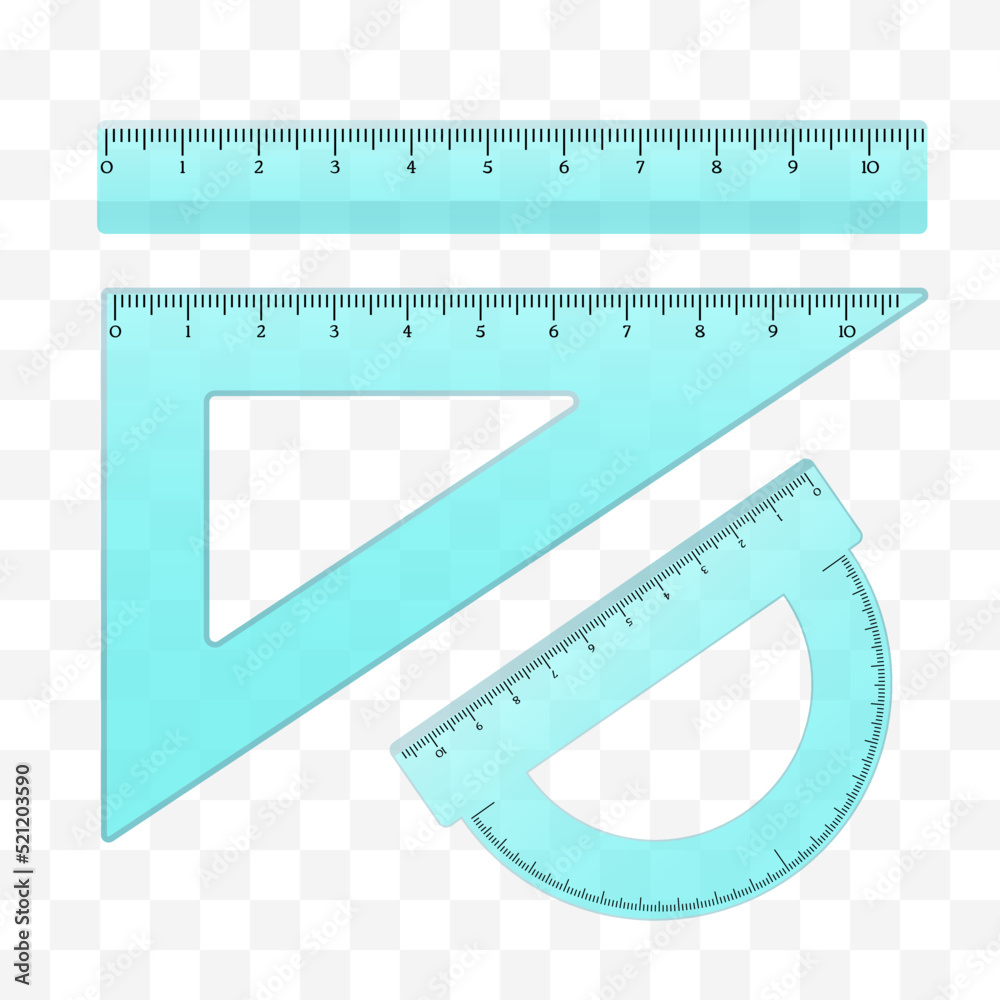 Ruler, triangle, protractor. Measuring tool. Vector school inst Stock Vector | Adobe Stock