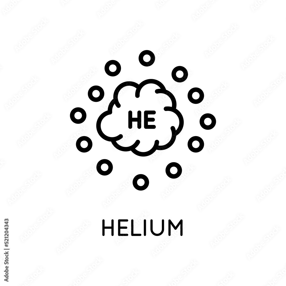 Helium Gas Icon. Done in Modern Black Linear Style Isolated on White ...
