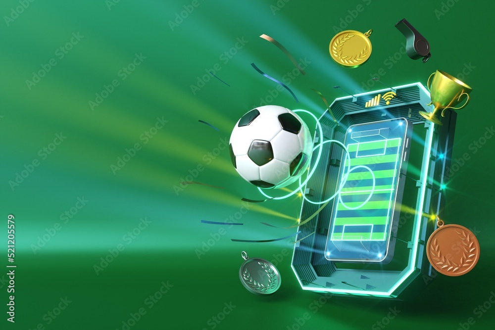 football ball object in the abstract background. light neon shape ...