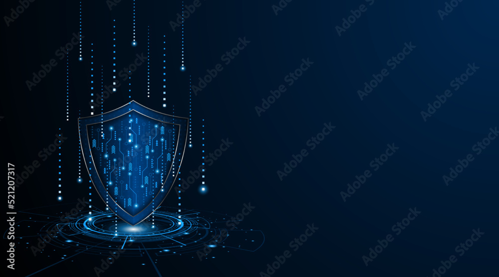 Abstract shield symbol. Cyber data protection and privacy concept ...