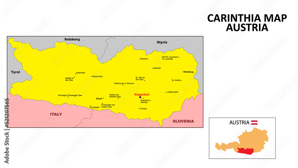 Carinthia Map. State and district map of Carinthia. Political map of Carinthia with the major ...