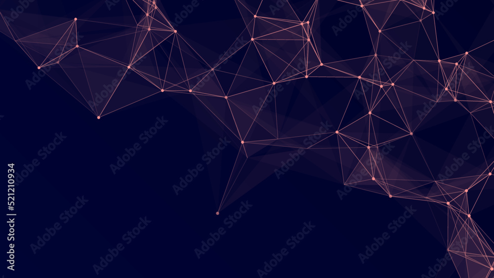 Distribution of triangular figures in space. 3d illustration of a ...
