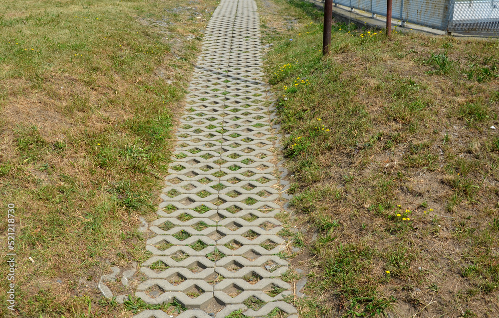 Grass paving enables the strengthening of surfaces and at the same time ...