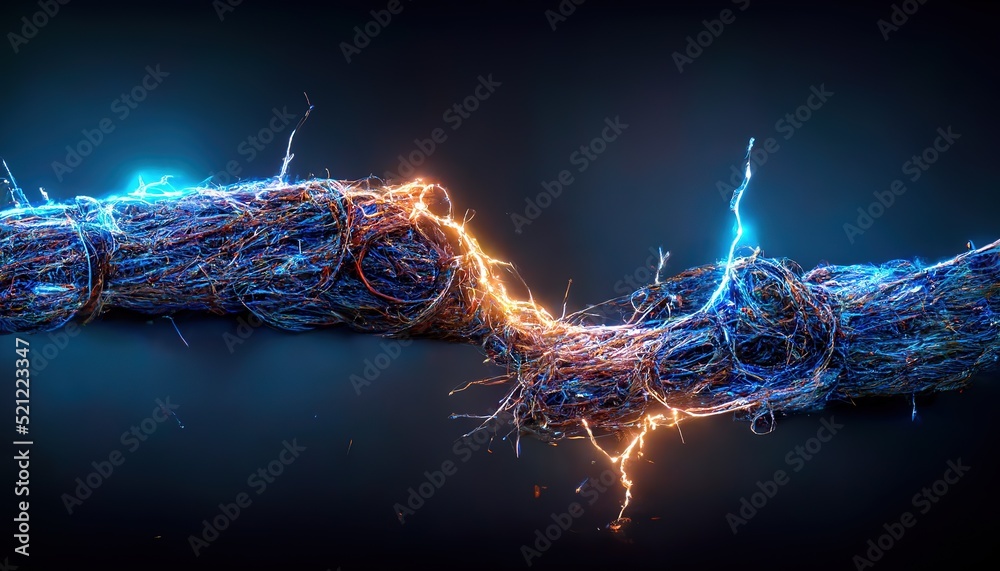 Photo & Art Print Electric cable, realistic cable rupture or ...