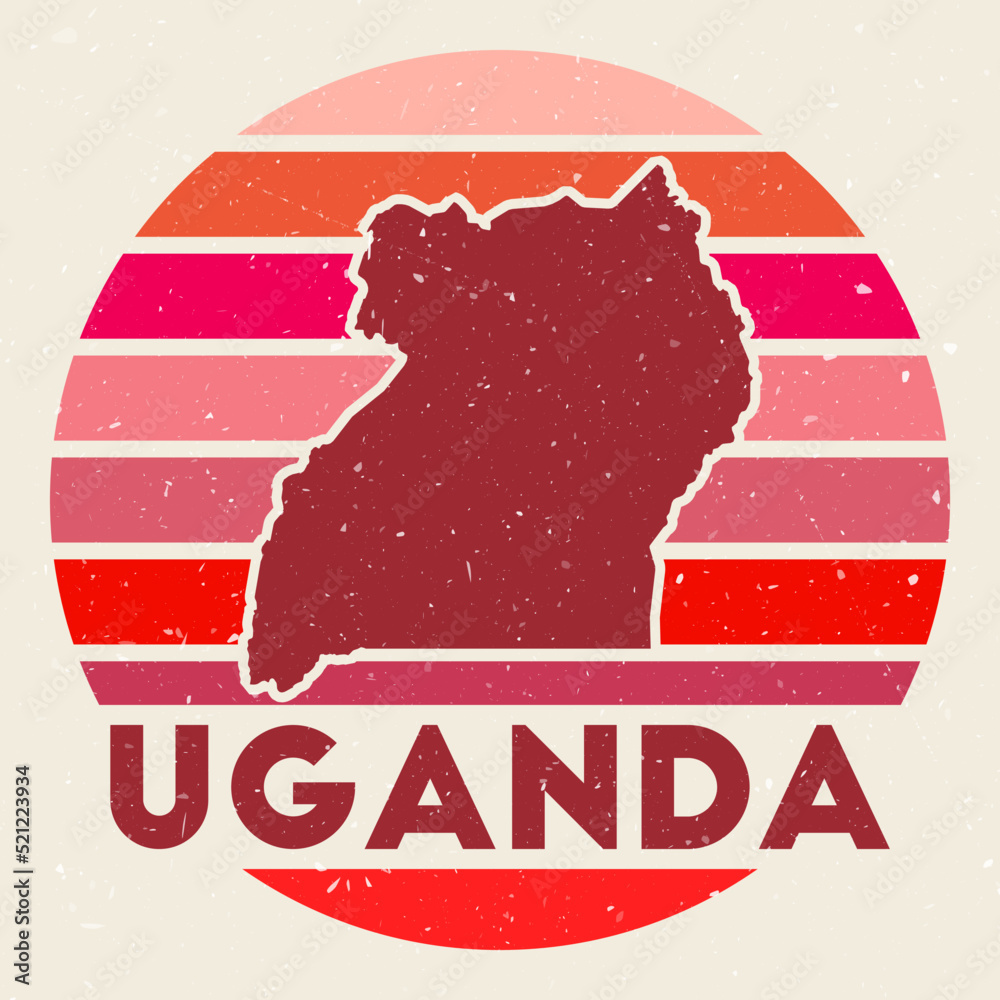 Uganda logo. Sign with the map of country and colored stripes, vector ...