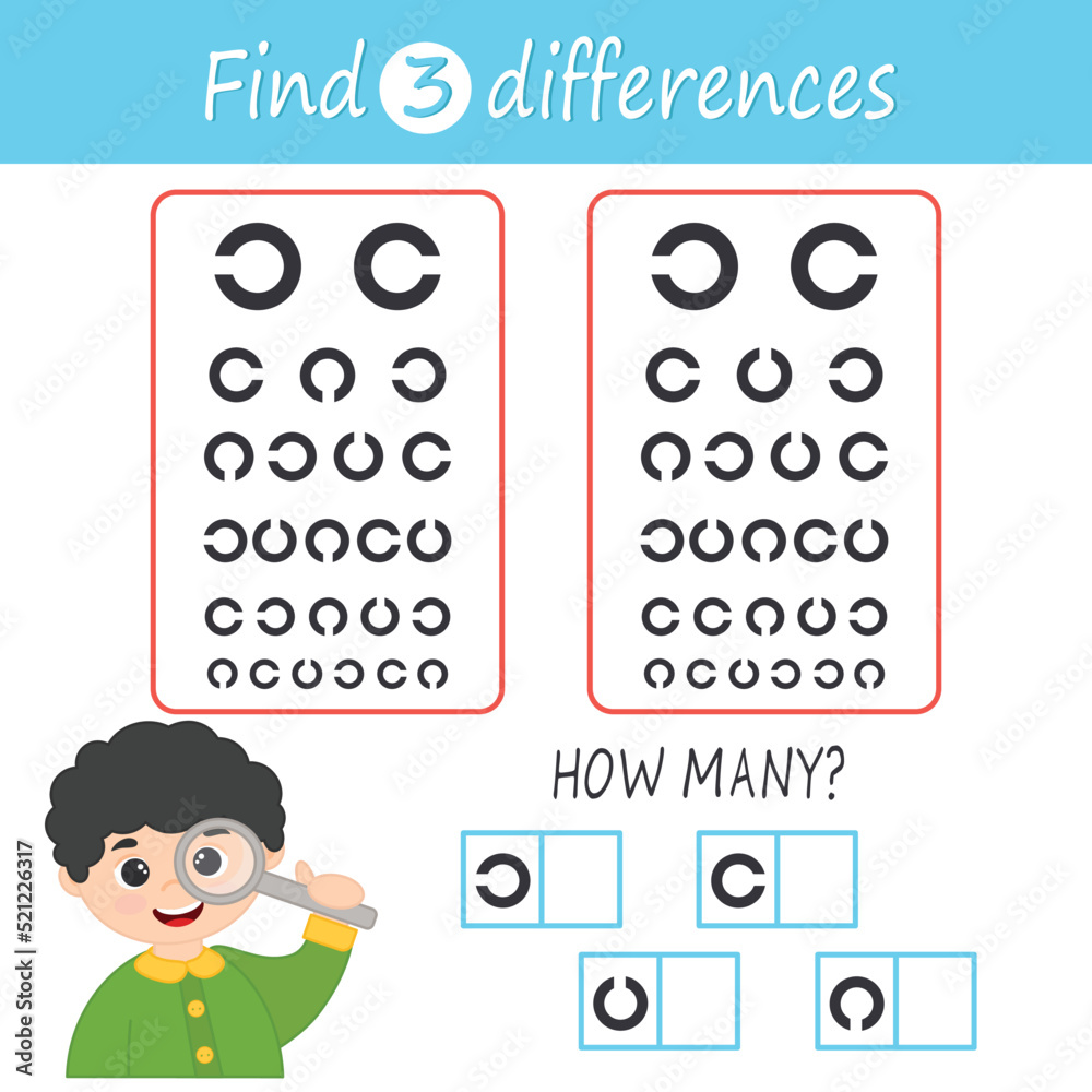 Game for children to develop mindfulness and learning to count. Eye ...