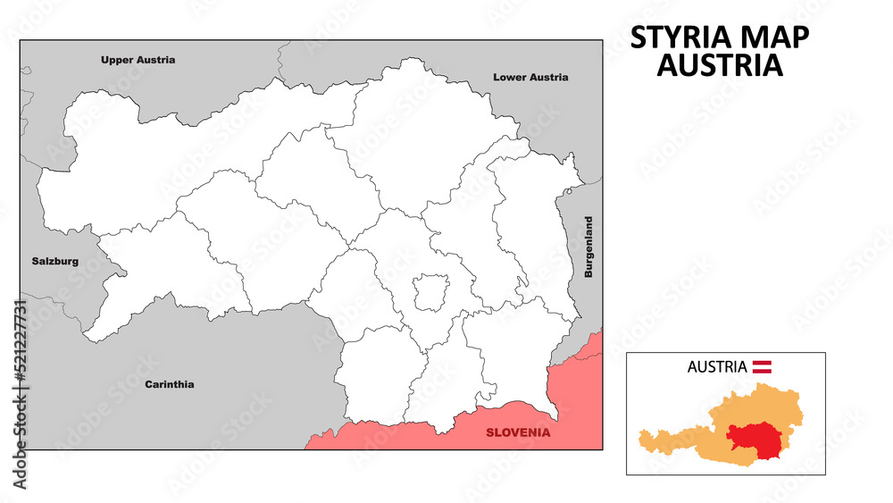 Styria Map. State and district map of Styria. Political map of Styria ...