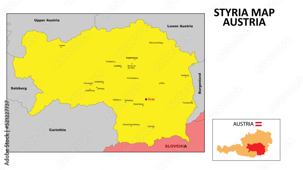 Styria Maine Map. State and district map of Styria. Political map of ...