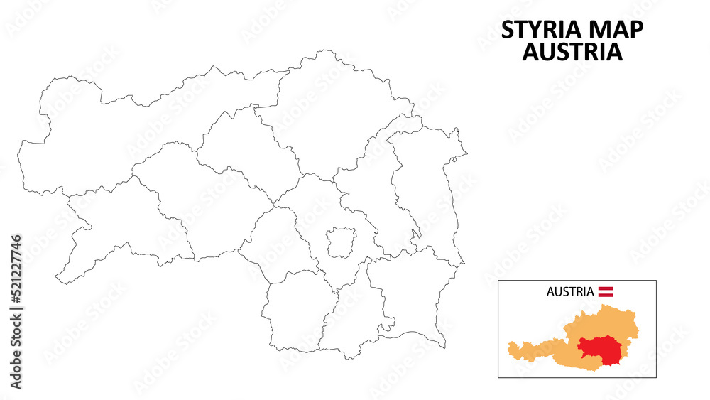Styria Map. State and district map of Styria. Political map of Styria ...