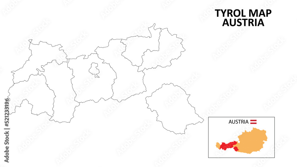 Tyrol Map. State and district map of Tyrol. Political map of Tyrol with ...