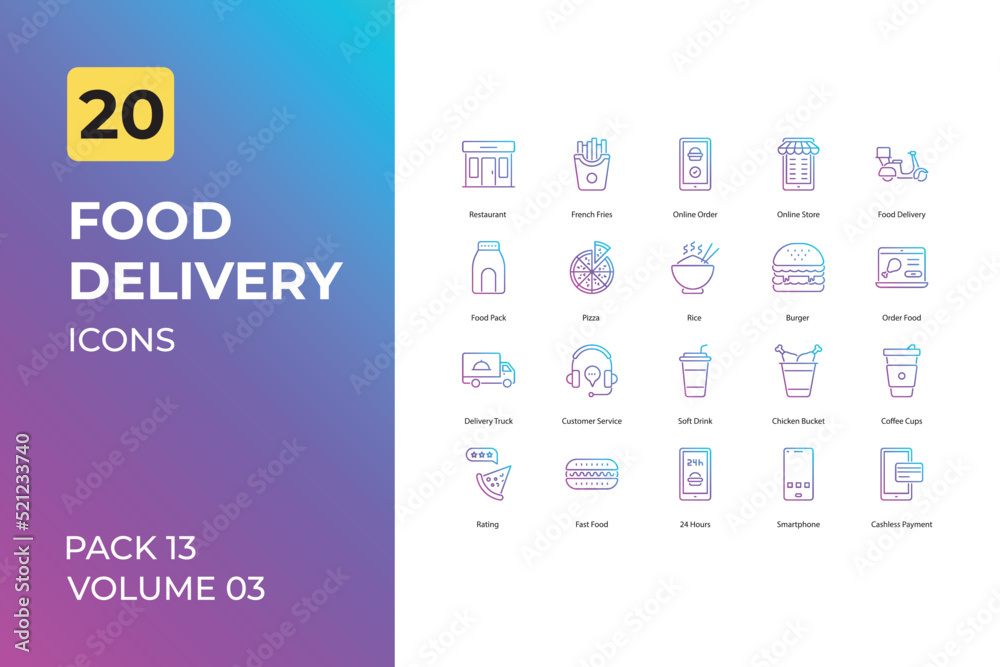 Food Delivery icons collection. Set contains such Icons as pizza ...