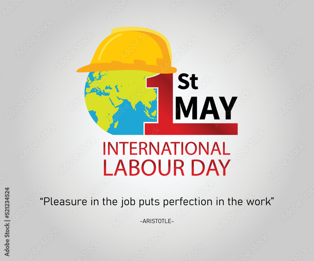 May 1st. happy world labour day. labor day poster with world globe and ...