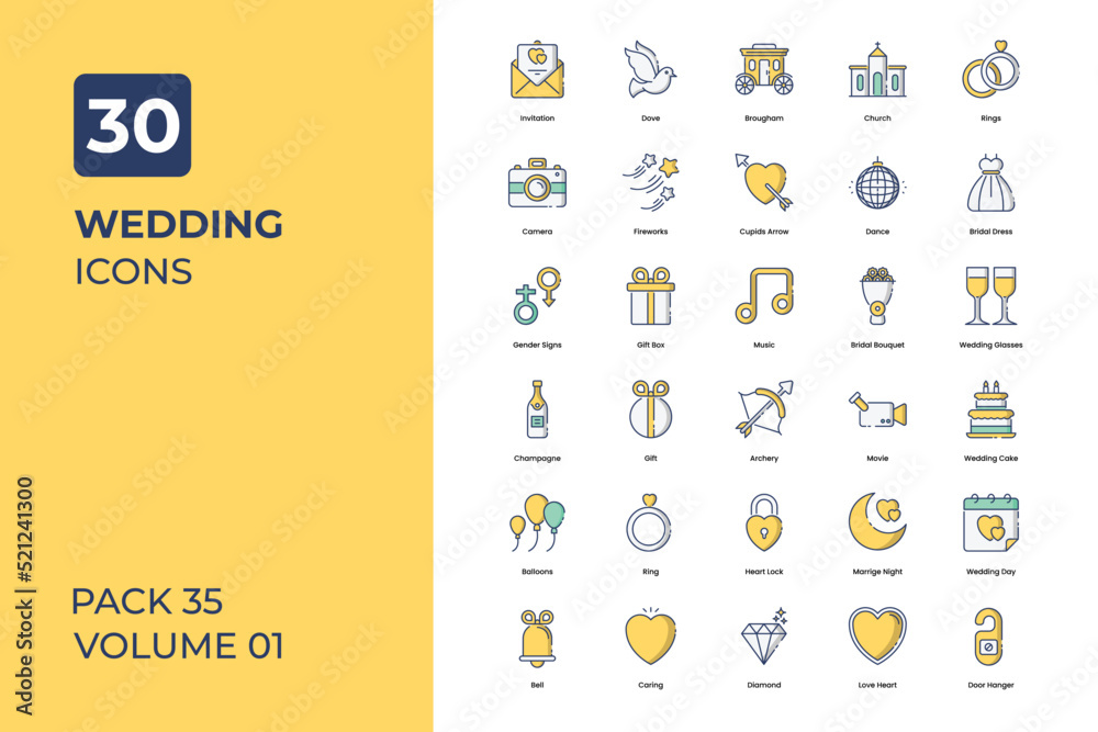 Fototapeta mapa świata dla dzieci Wedding icons collection. Set contains such Icons as and more ...