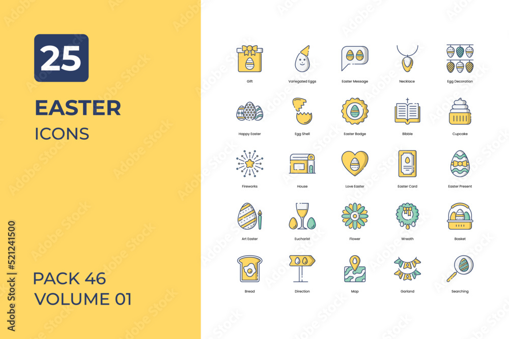 Fototapeta mapa świata dla dzieci Easter icons collection. Set contains such Icons as chirstmas ...