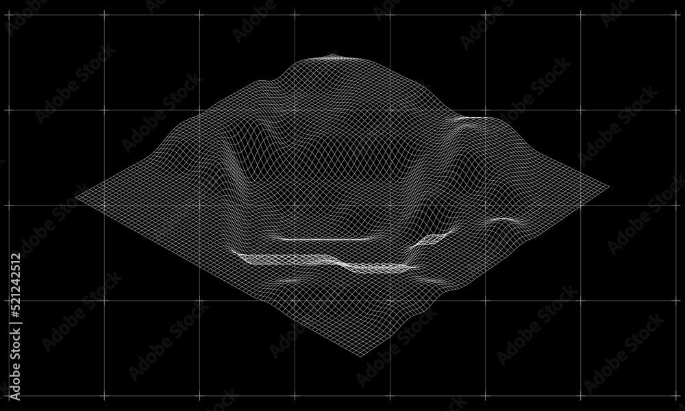Fui gui 3d vector landscape scan grid abstract futuristic background ...