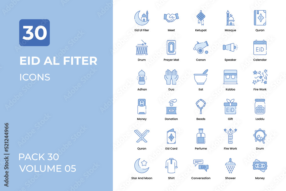 Eid ul Fitter icons collection. Set contains such Icons as meeting ...