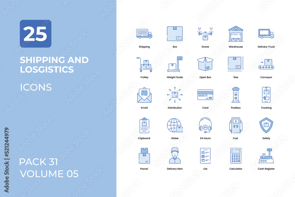 Shipping and Logistics icons collection. Set contains such Icons as ...