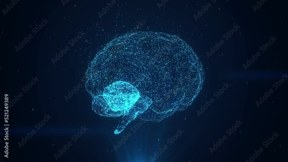 Human brain digital particle with analysis computation data, neural network connections in ...