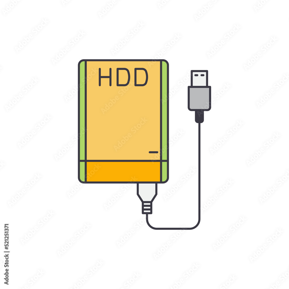 Portable hdd, usb drive removable storage icon in color, isolated on ...