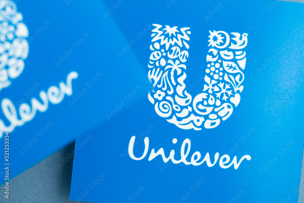 LONDON, UK - August 2022: Unilever company logo. Unilever is a ...
