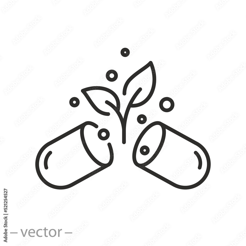 herb medicine icon, natural organic supplements, biologically active ...